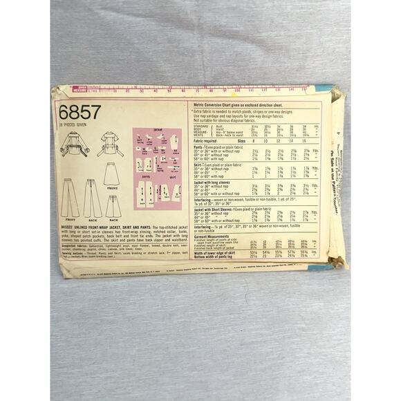 Simplicity | Office | Vintage 974 Simplicity Sewing Pattern 6857 Size 1 ...